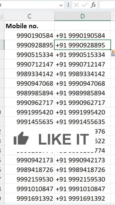 Add Prefix | How to add Prefix | Excel Tricks | Add +91 in Mobile No - YouTube
