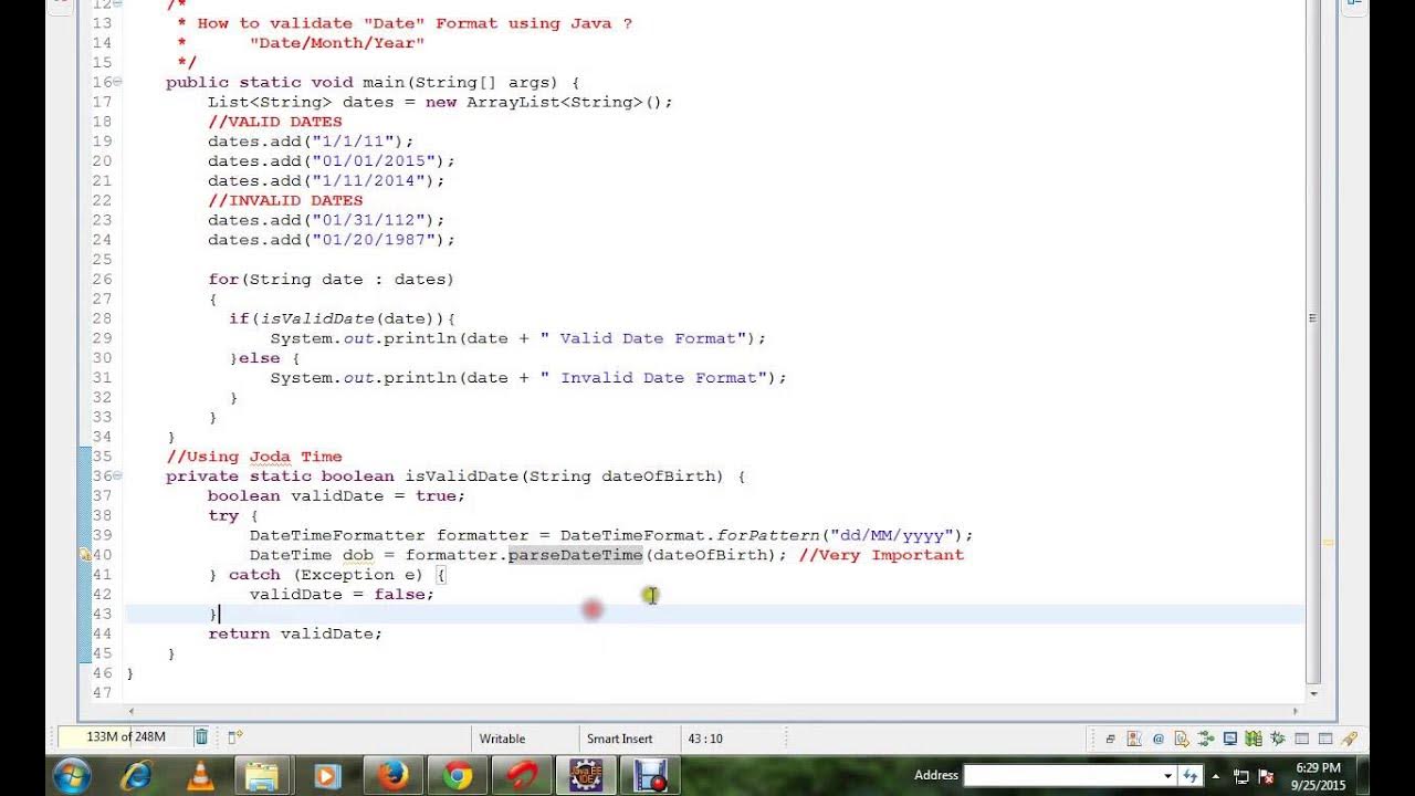 HOW TO VALIDATE DATE FORMAT USING JAVA - YouTube