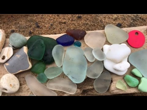 Sea Glass picking at high tide along Lynemouth beach - YouTube