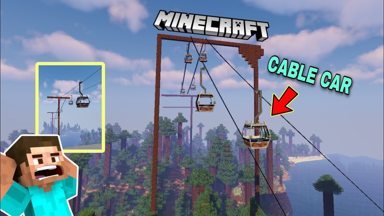 MINECRAFT BUT CABLE CAR ADDON 😱🚠|| BEST MOD || #minecraft #gaming # ...