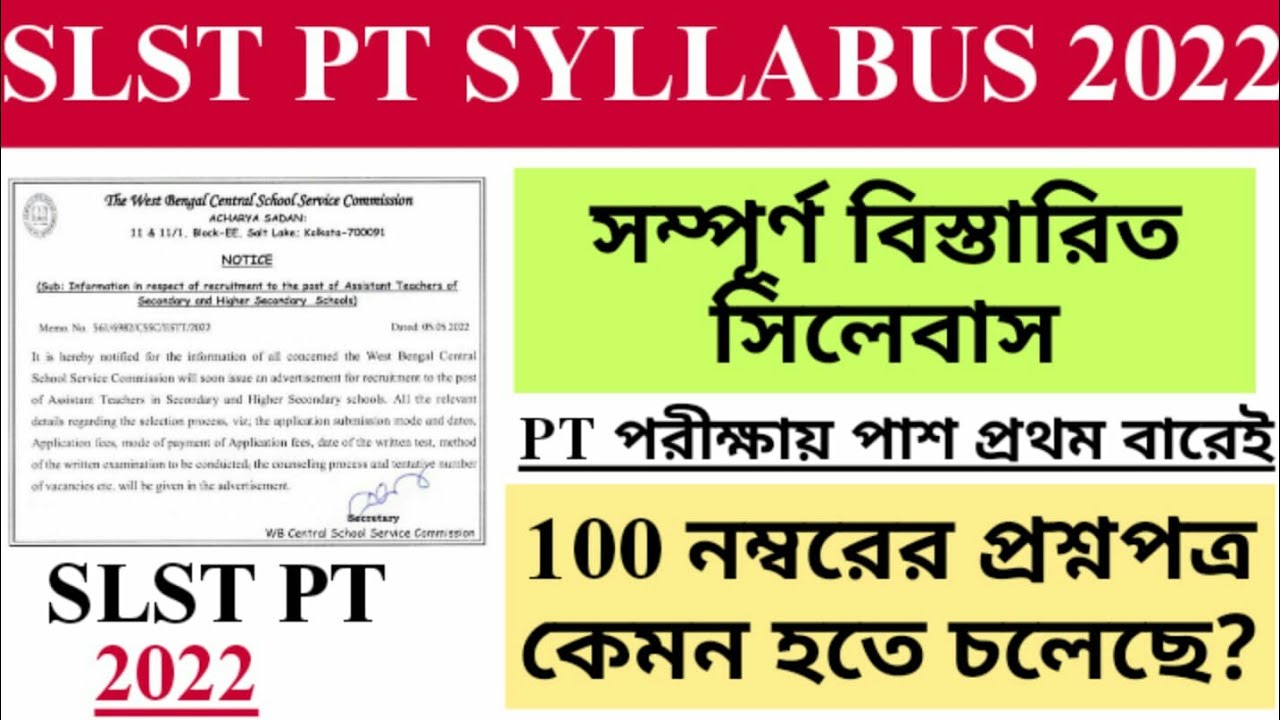SLST PT SYLLABUS 2022 SLST Preliminary Test Syllabus 2022 SLST PT