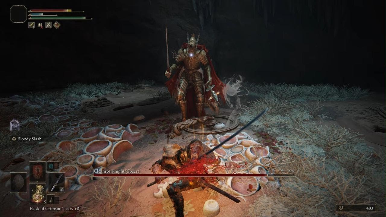 Elden Ring - Cleanrot Knight (Spear + Sickle) - Abandoned Cave - YouTube