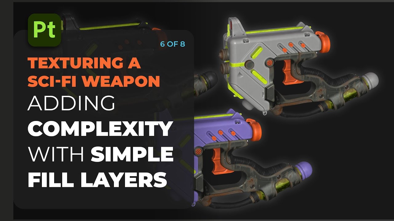 Texturing a Sci-fi weapon: Complexity with simple layers - YouTube
