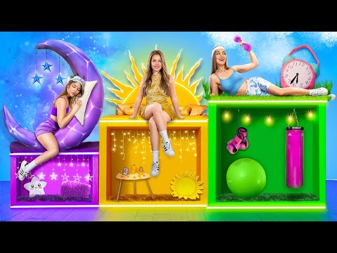 Construímos um Beliche para Trigêmeas! Meninas Manhã, Dia e Noite !