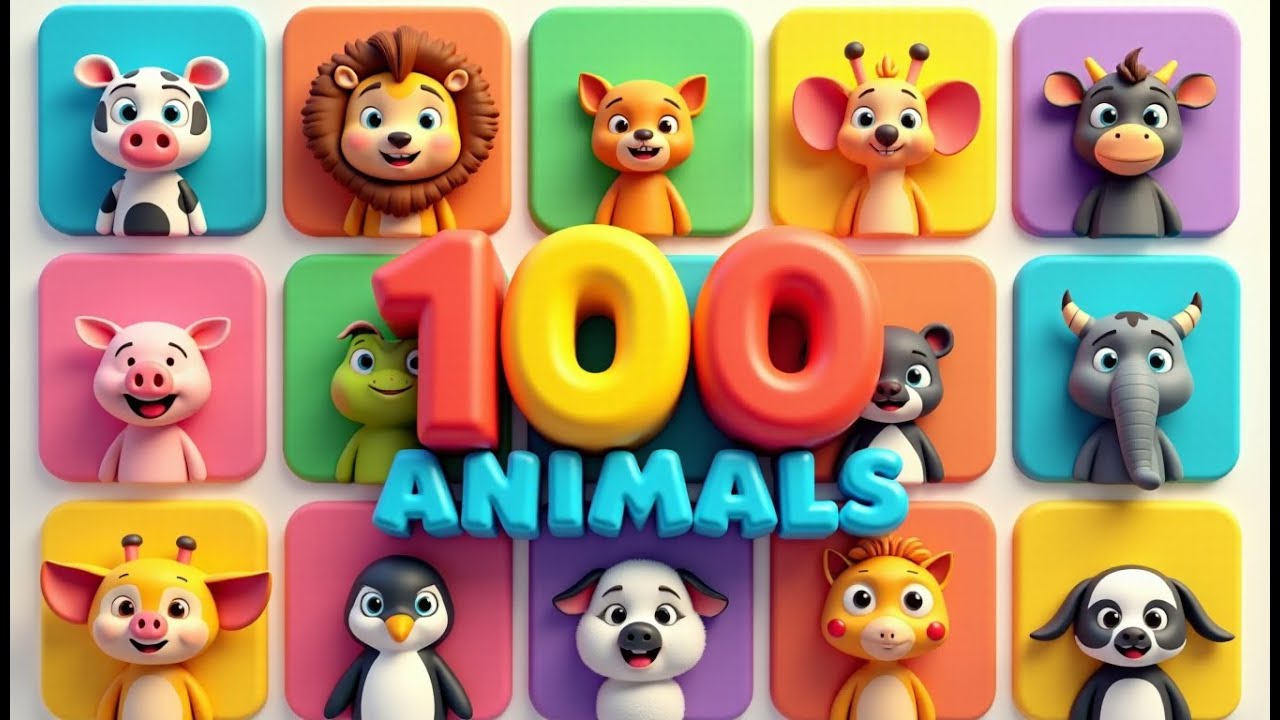 Learn 100 Animal Names | First Vocabulary for Toddlers & Babies ...