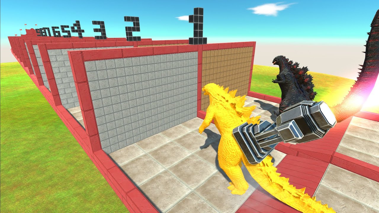 Gold Gozilla 2014 Equipped With Jet Engine vs All Godzilla Races - ARBS ...