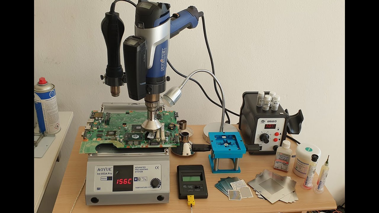 Reball GPU with heat gun . Part 1 ریبال ( توپ زنی ) چیپ گرافیک بورد ...