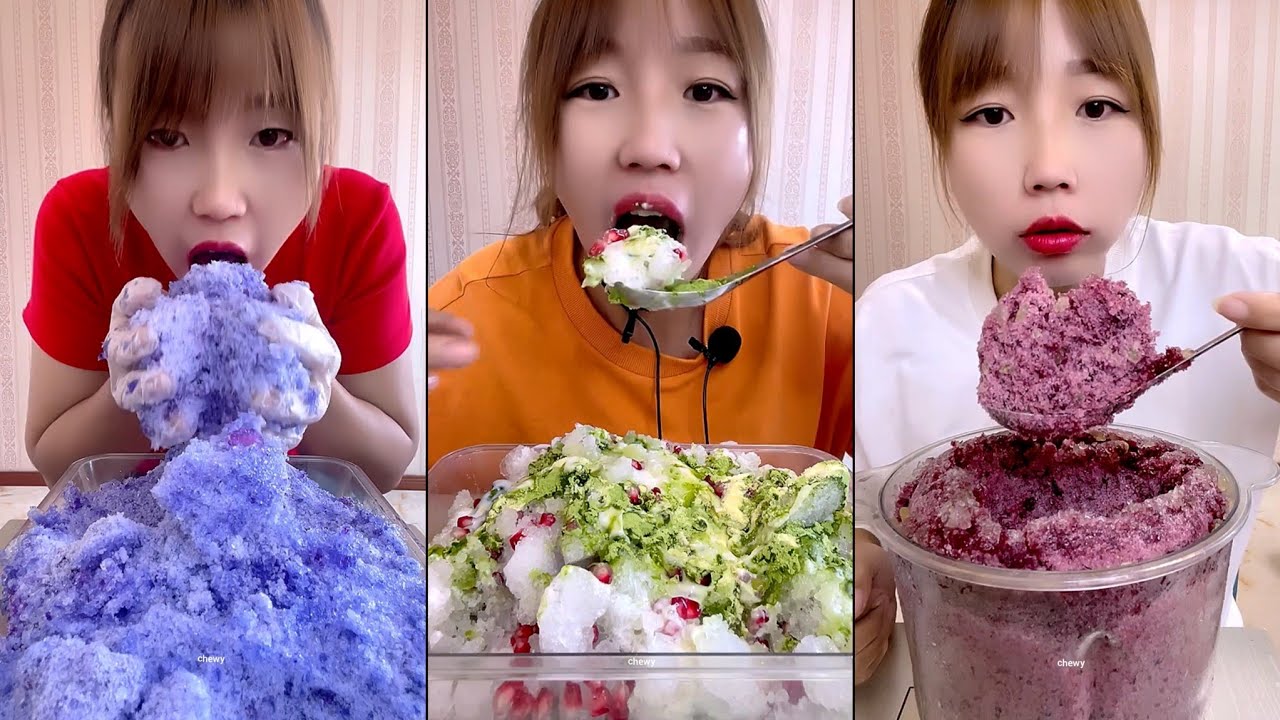 her ice eating asmr - YouTube