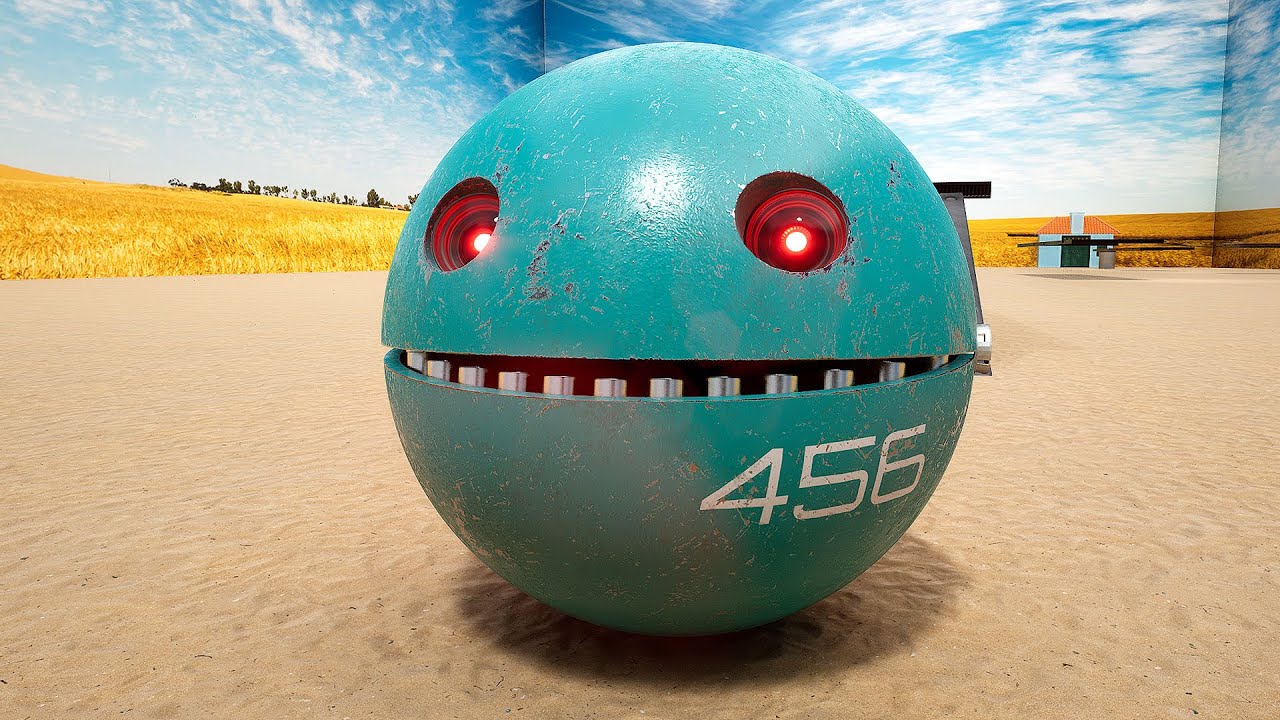 Pacman and Spiky Drill Robot Dodge Desert Worm and Excavator Robot in ...