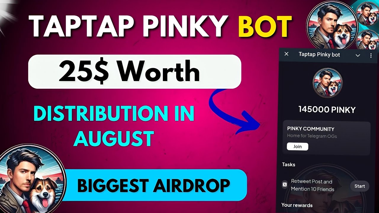 TapTap Pinky Airdrop || TapTap Pinky Telegram Bot || Pinky Airdrop Listing & Withdrawal || Pinky ...