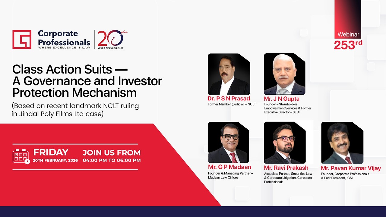 Webinar on “Class Action Suits — A Governance and Investor Protection ...