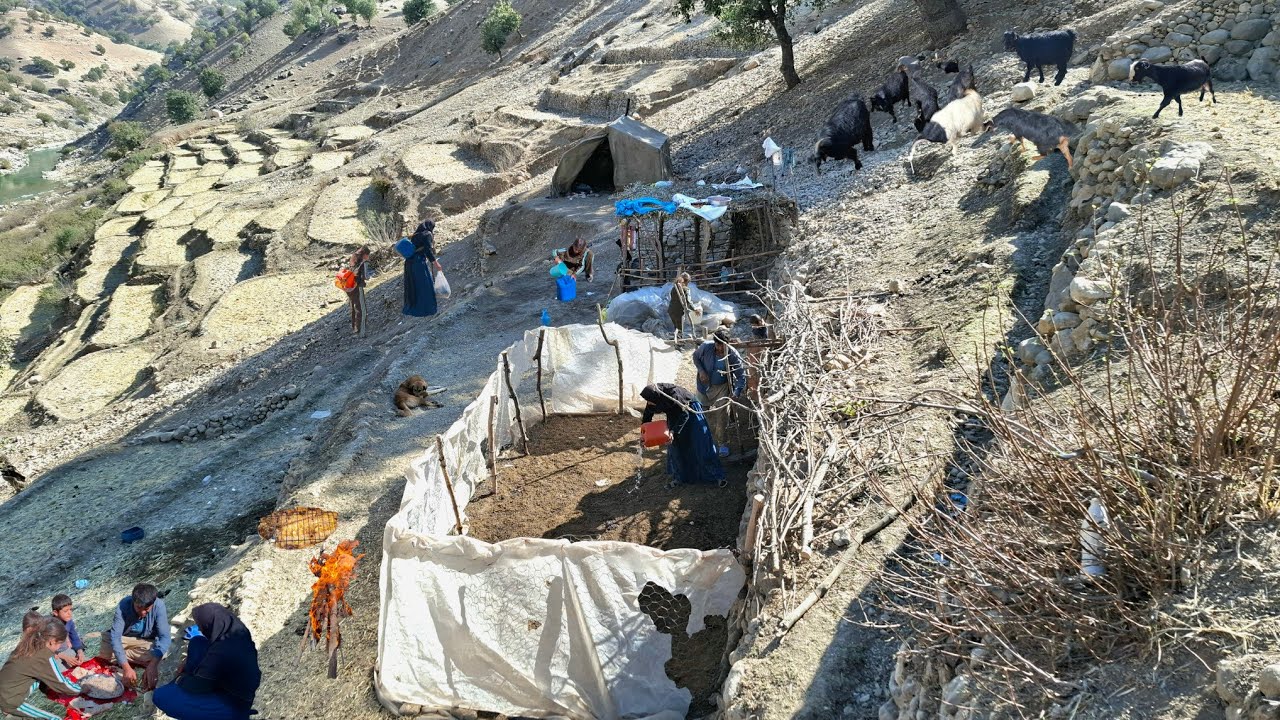 Real nomadic life | Cleaning the goats' house and fetching water from ...
