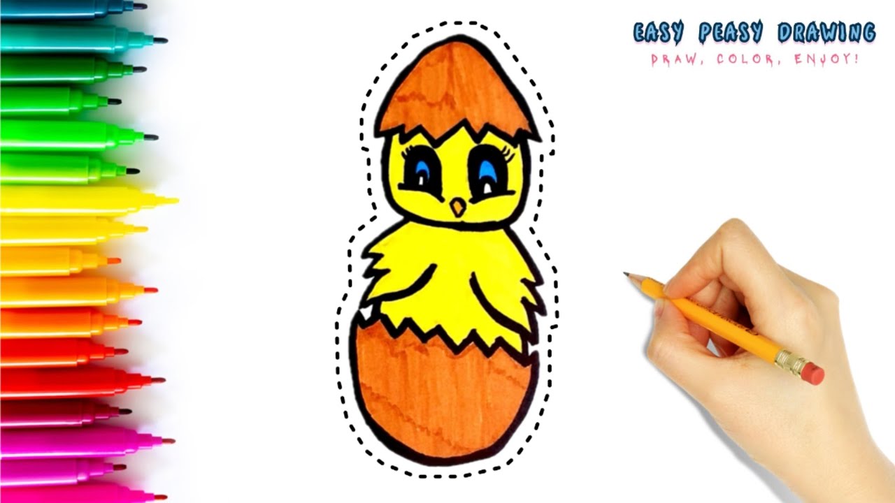 🐣 How to Draw a Cute Chick Hatching from an Egg | Fun Art Tutorial for ...