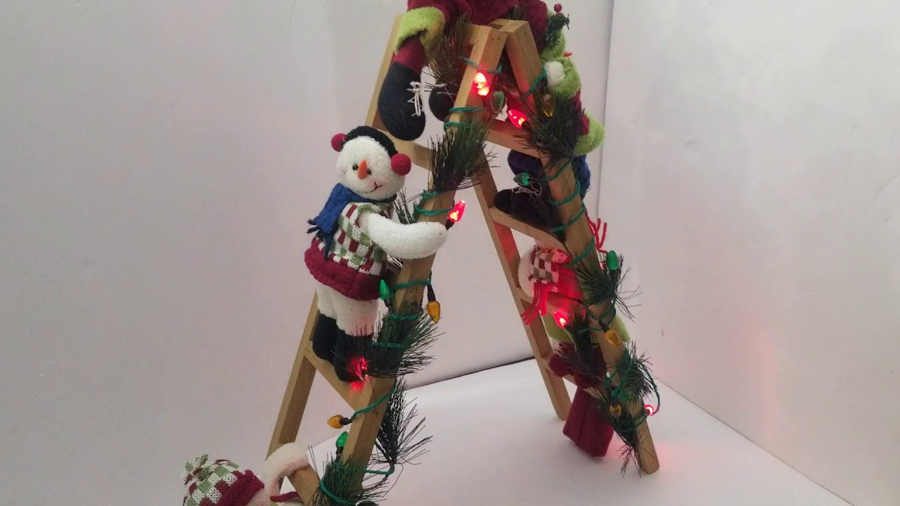 Snowman climbing ladder Christmas string lights (SOLD ON EBAY) - YouTube