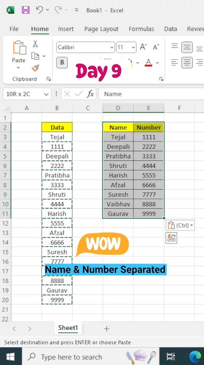Excel Day 9/30 Challenge | Excel Shortcut to Separate Text & Number | Time Saving | Shorts - YouTube
