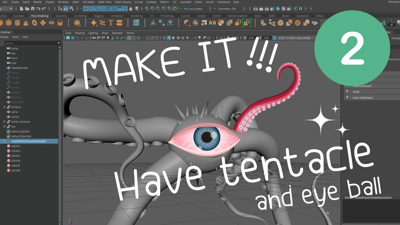 Maya Tutorial Make a monster | Part 2 make Tentacle and Eyeball - YouTube