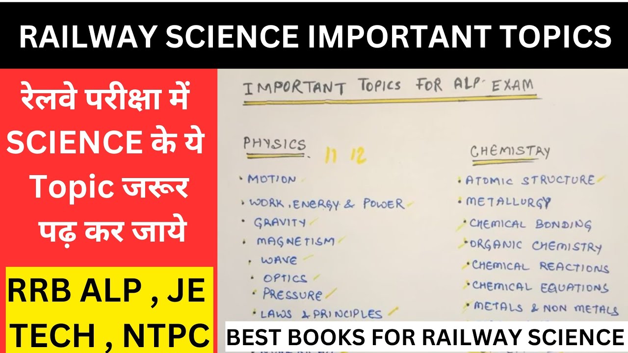 MOST IMPORTANT SCIENCE TOPICS FOR RRB ALP & TECHNICIAN - YouTube