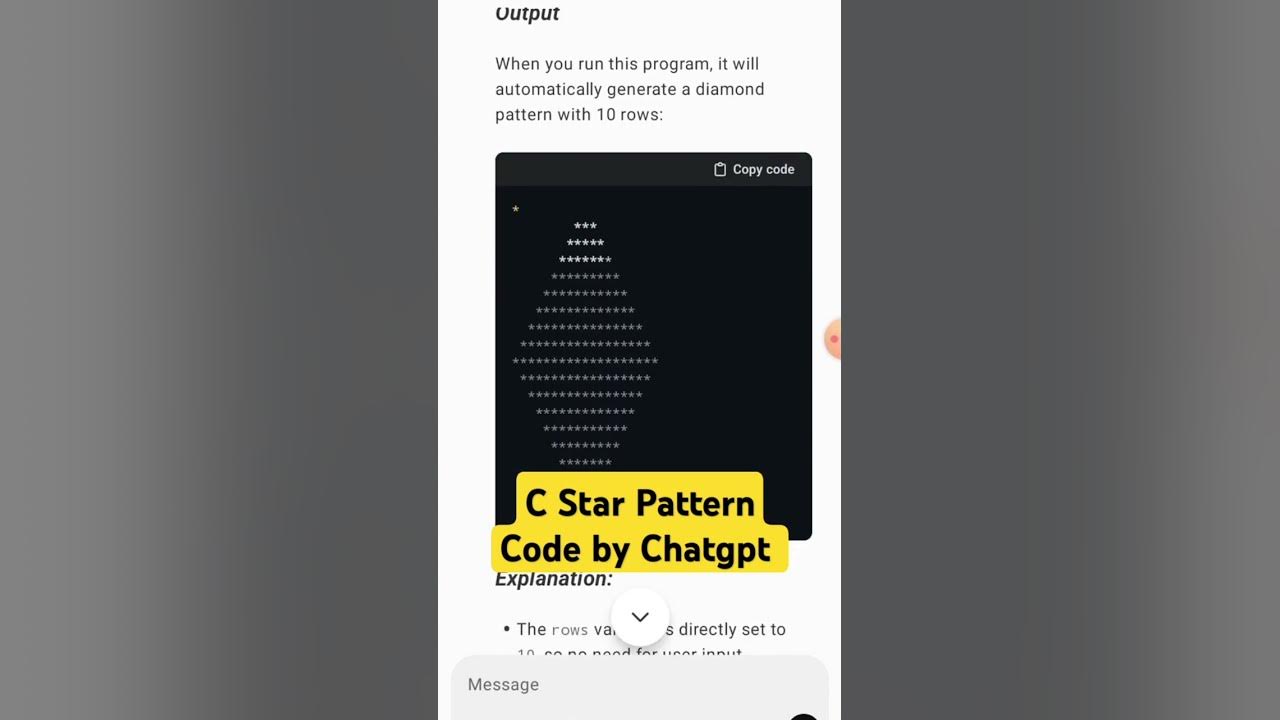 C Star Pattern Code In Chatgpt Coding Chatgptcoding Clanguage Clanguageforbeginners Youtube