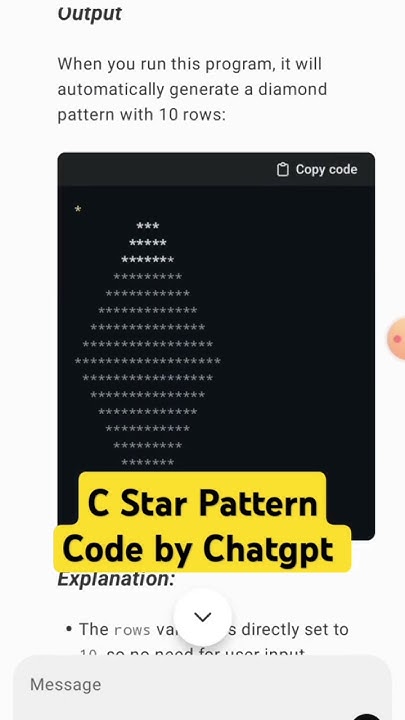 C Star Pattern Code In Chatgpt Coding Chatgptcoding Clanguage Clanguageforbeginners Youtube