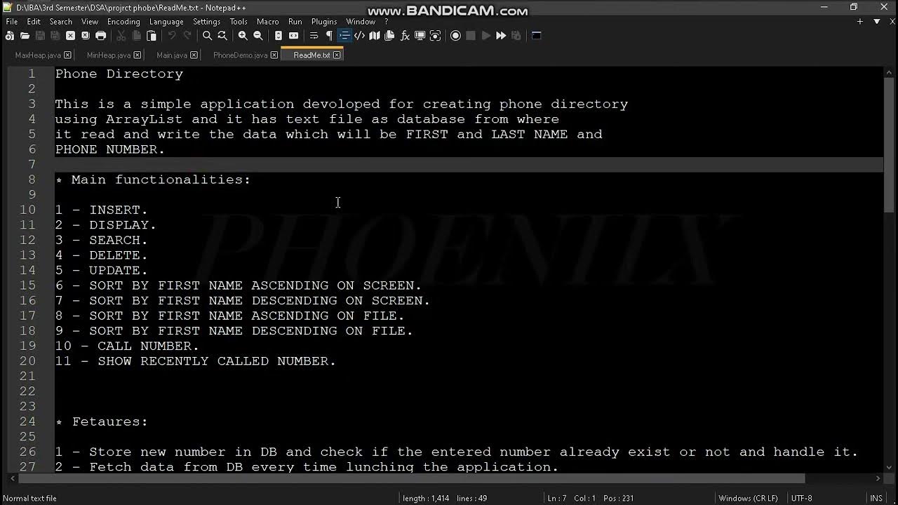 Java project | Phone directory | Data Structures | Array List ...