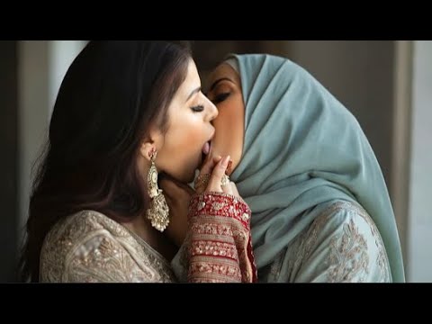 Muslim woman Tongue Kissing Indian girlfriend | Lesbian love kiss