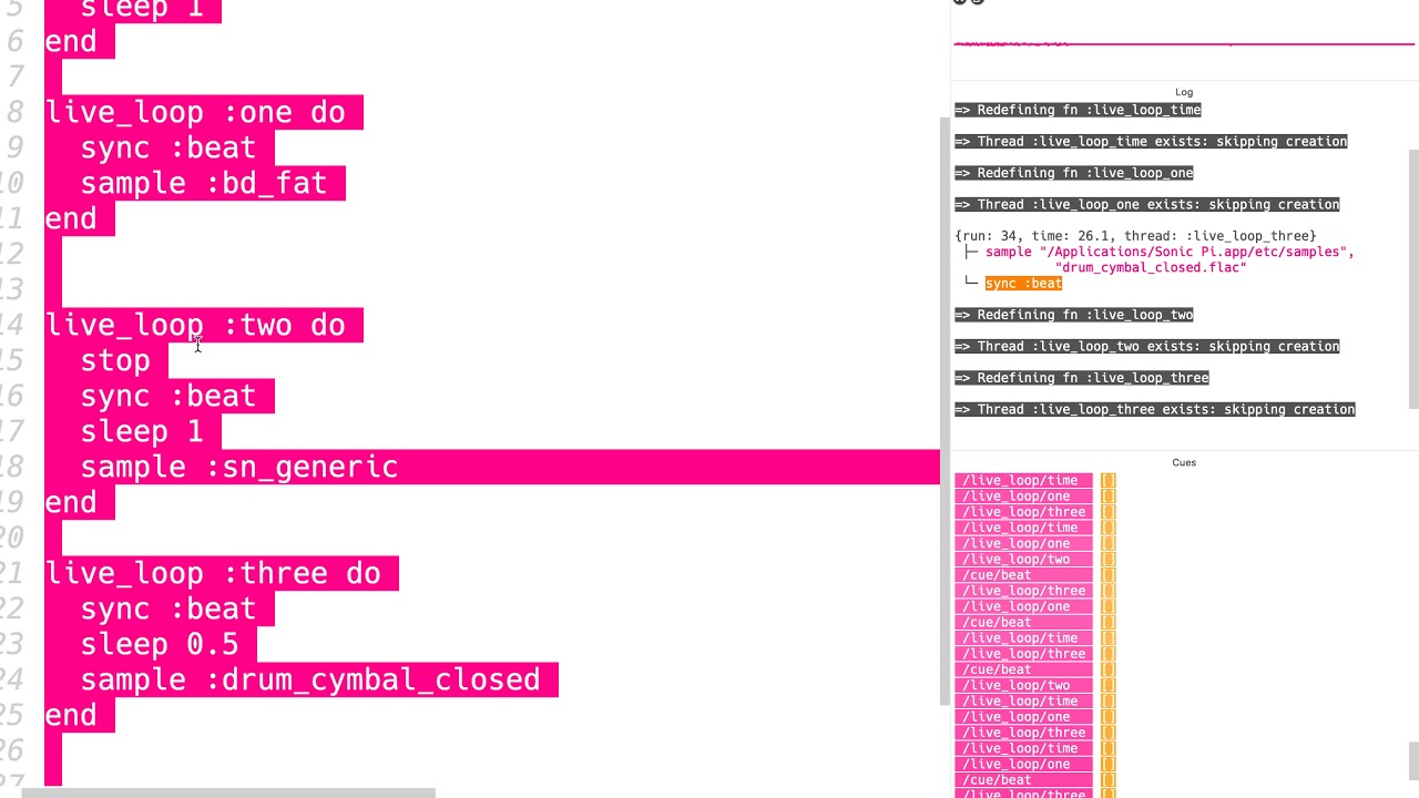 Starting/Stopping live_loops in Sonic Pi - YouTube