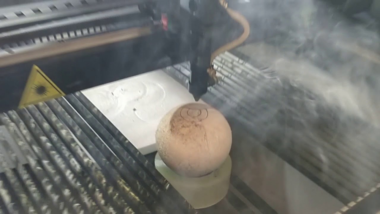 Coconut shell laser cutting - YouTube