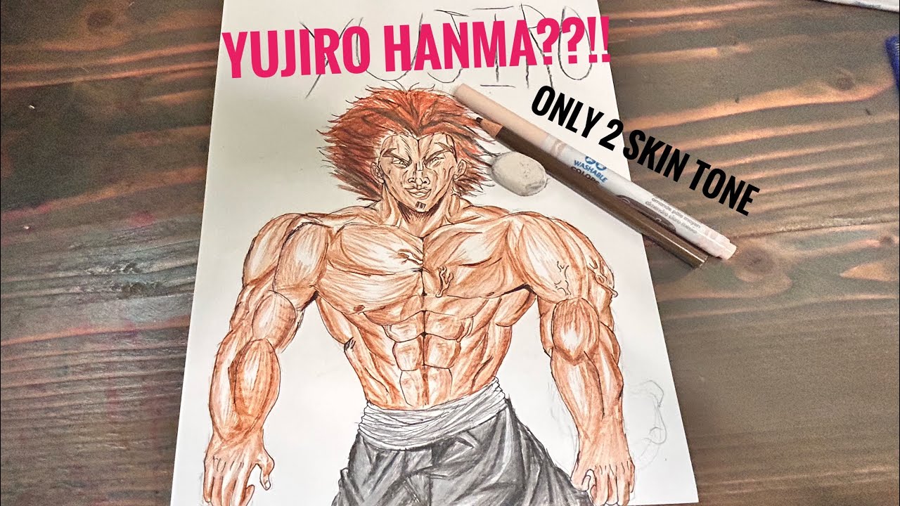 Drawing yujiro hanma with only colored pencils and 1 crayola skin tone ...