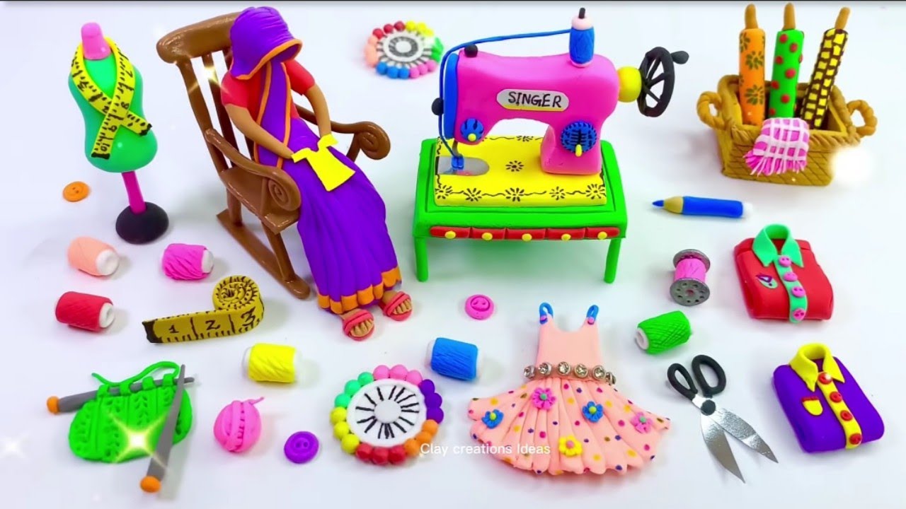 @Dolliyon How to Make Polymer Clay Miniature Sewing Machine Set/clay ...