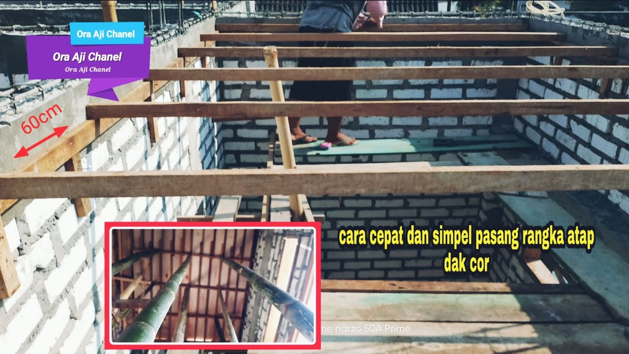 Cara cepat & Simpel pasang rangka atap dak cor - YouTube