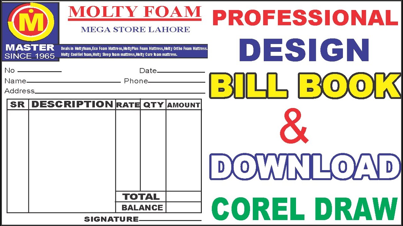 Learn CorelDraw How To Create Bill Book In Corel Draw Hindi Video ...