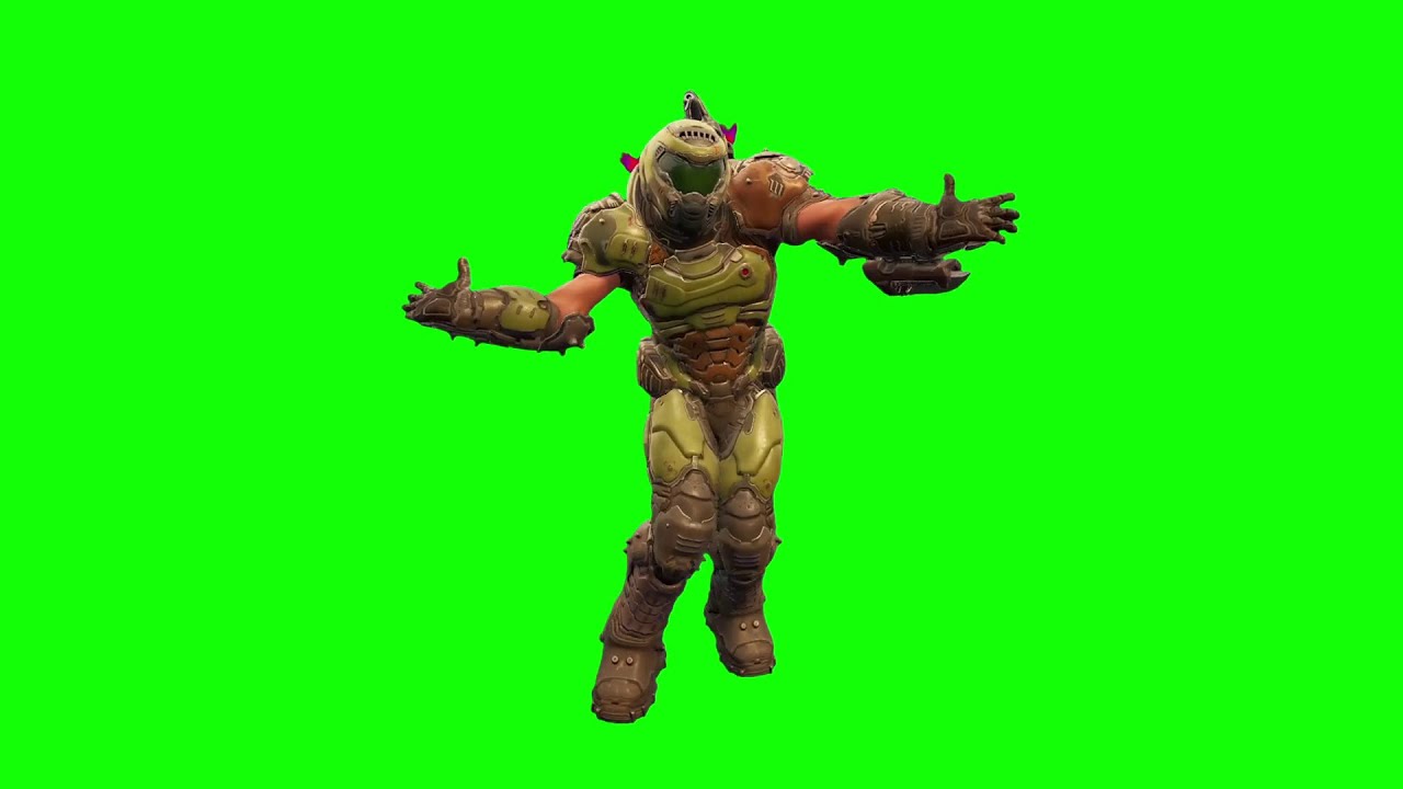 Doomslayer doing the Fortnite default dance green screen - YouTube