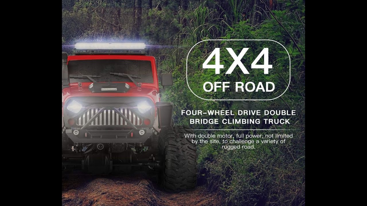 Stor fjernstyret offroader med lys - 4WD - og imponerende affjedring ...