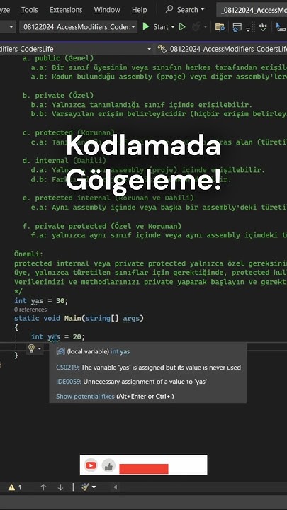 Kodlamada 'Gölgeleme' (Shadowing) nedir? #csharp #kodlama #shorts - YouTube