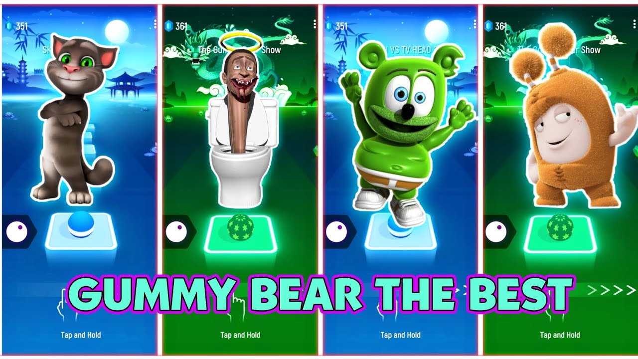 Talking Tom 🆚 Skibidi Toilet 🆚 Gummy Bear 🆚 Oddbods Bubbles 🤤 Tiles Hop ...