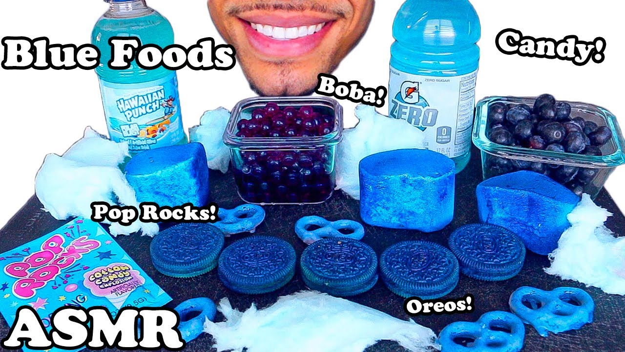 ASMR Blue Food COLORING Only Mukbang Jerry CANDY Eating Show POP ROCKS ...