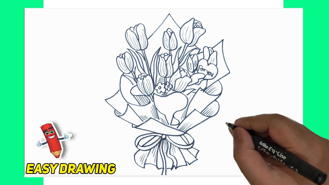How To Draw Flower Bouquet Easy #trending #viral #flowers | Easy Draw ...