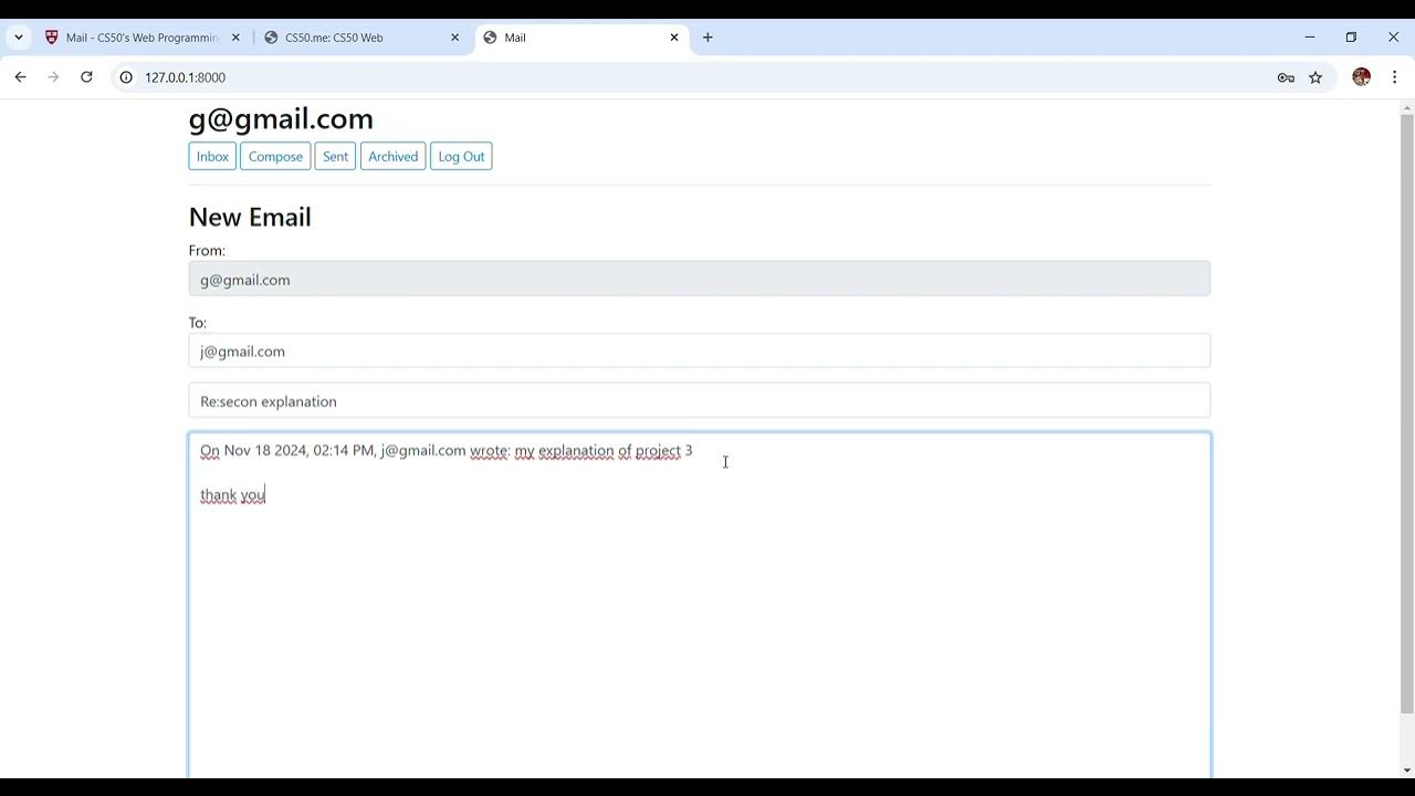 Harvard Cs50 web Project 3 mail - YouTube