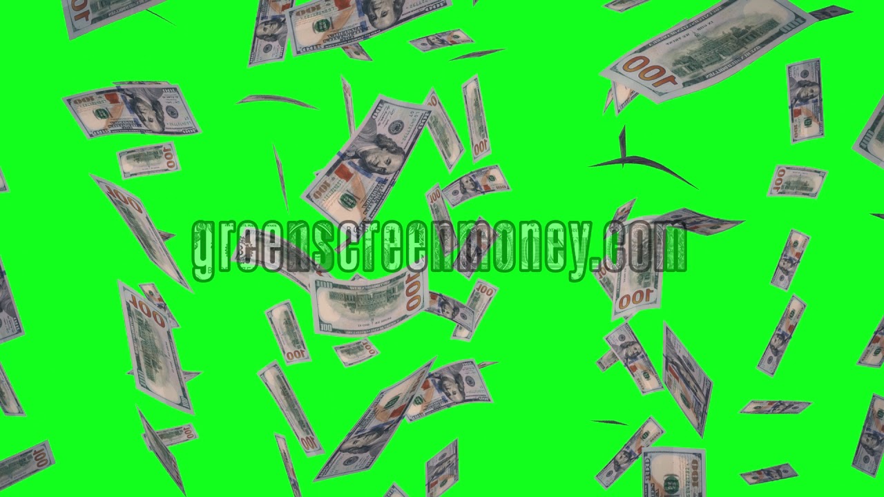 100 Dollars Green Screen Falling Money Bills Banknotes Chroma Key ...