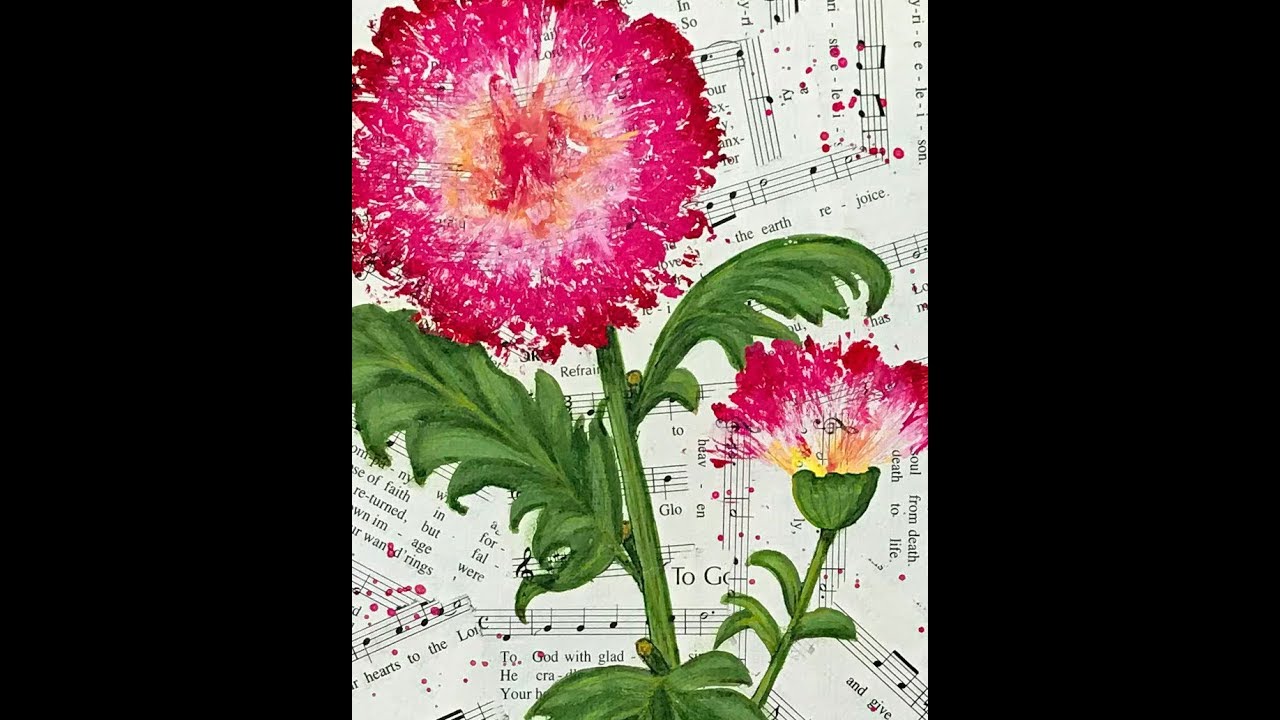 Mixed Media Morsels, Main Dish 9 - Printing with Flowers - YouTube