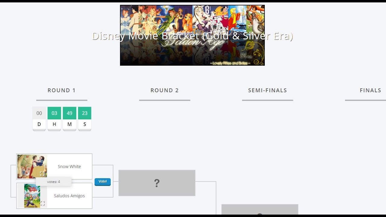 Disney Movie Bracket: Gold Silver Age - YouTube