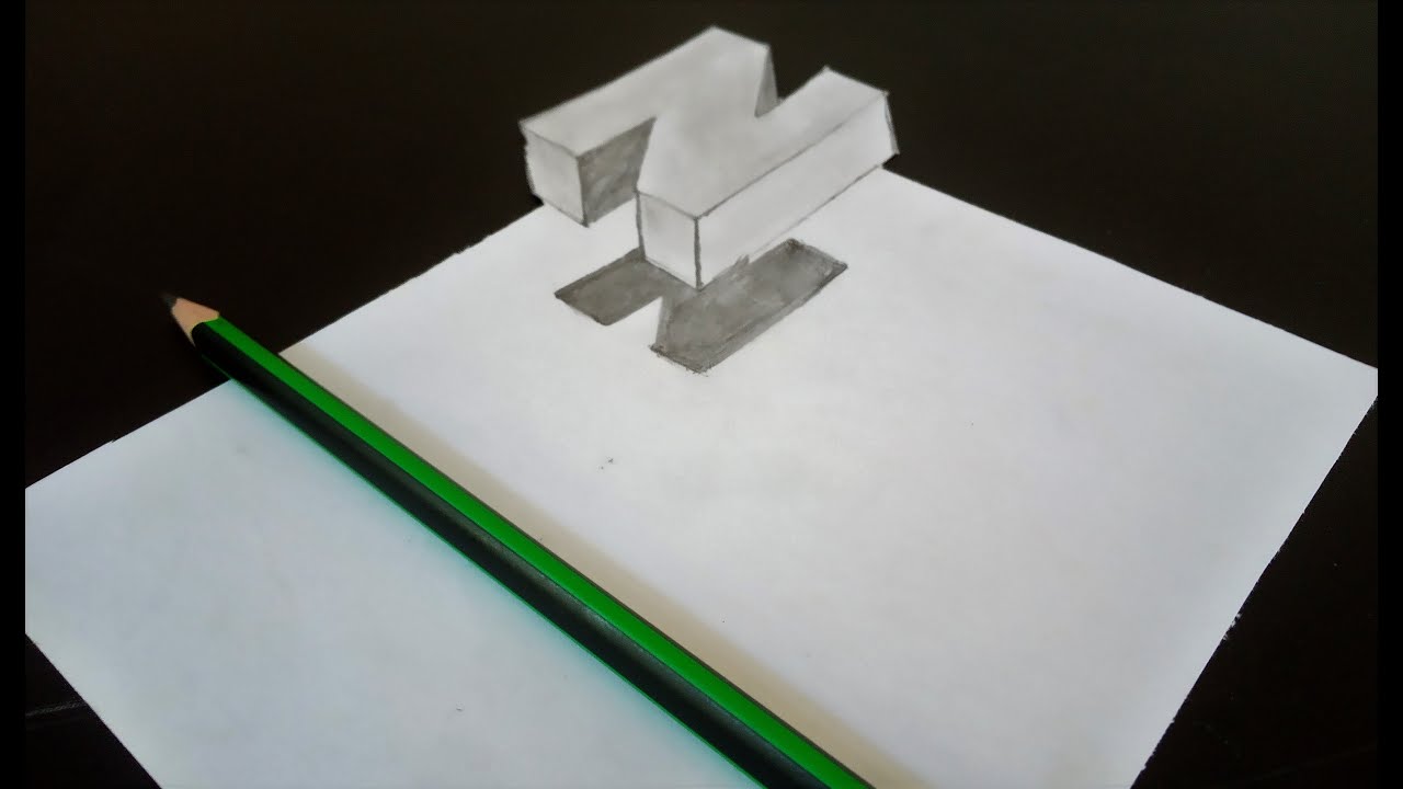 Drawing 3D Floating Letter"N" ART HMP - YouTube