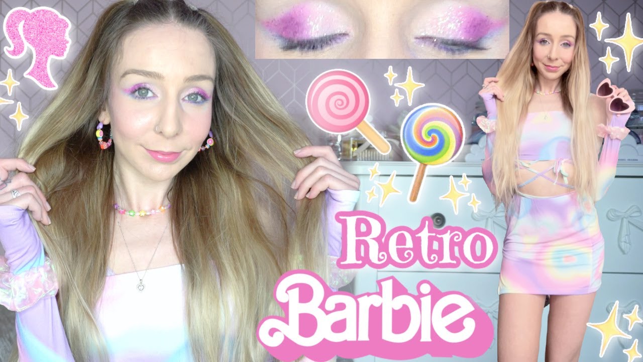 RETRO BARBIE 🍭 MOVIE INSPIRED MAKEUP & OUTFIT LOOK 🎀 - YouTube