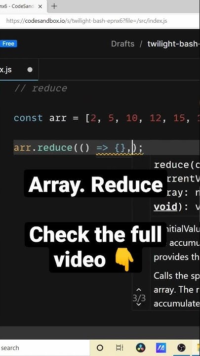 Array reduce method in JavaScript | in Tamil - YouTube