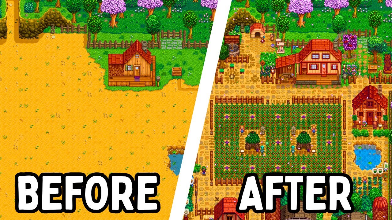 Decorating the Standard Farm - Layout Design & Tour | Stardew Valley 1. ...
