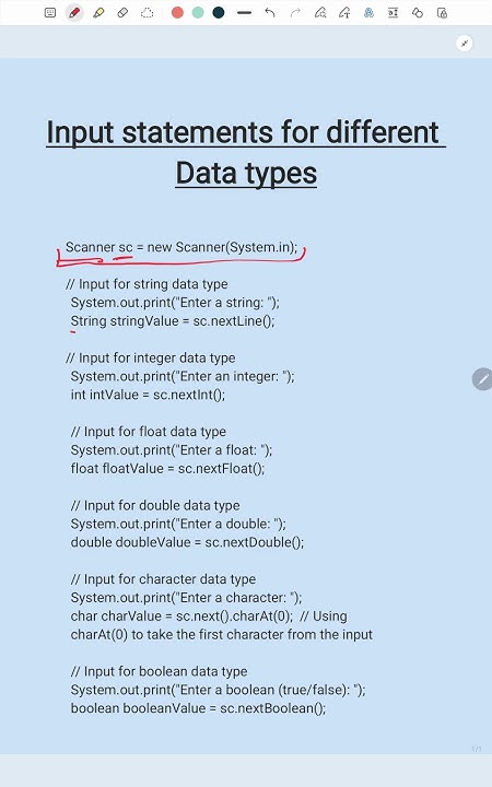 Input Statement For Different Data Types In Java Javainput Scannerclass Javaprogramming Java