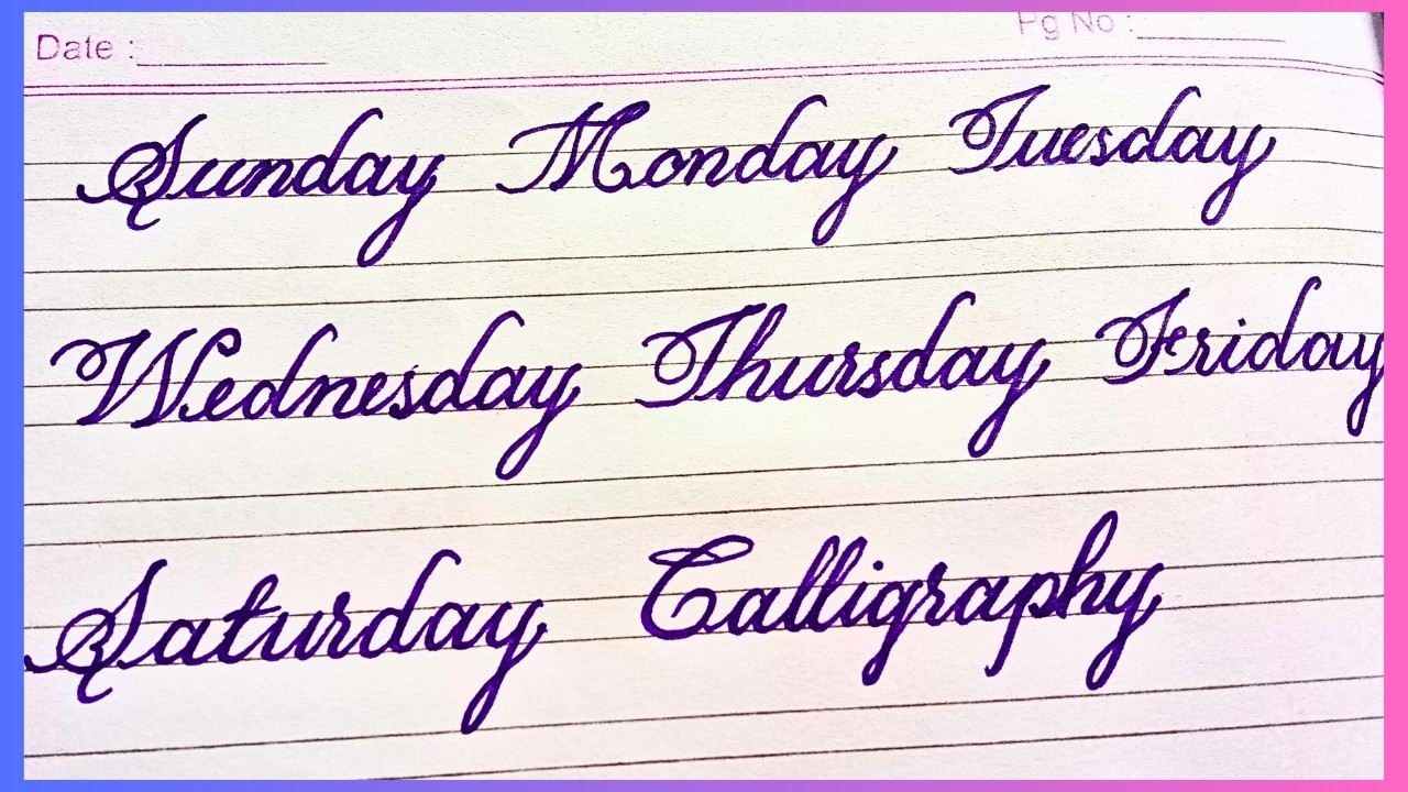 How to write days of the week in cursive handwriting l Sunday to ...