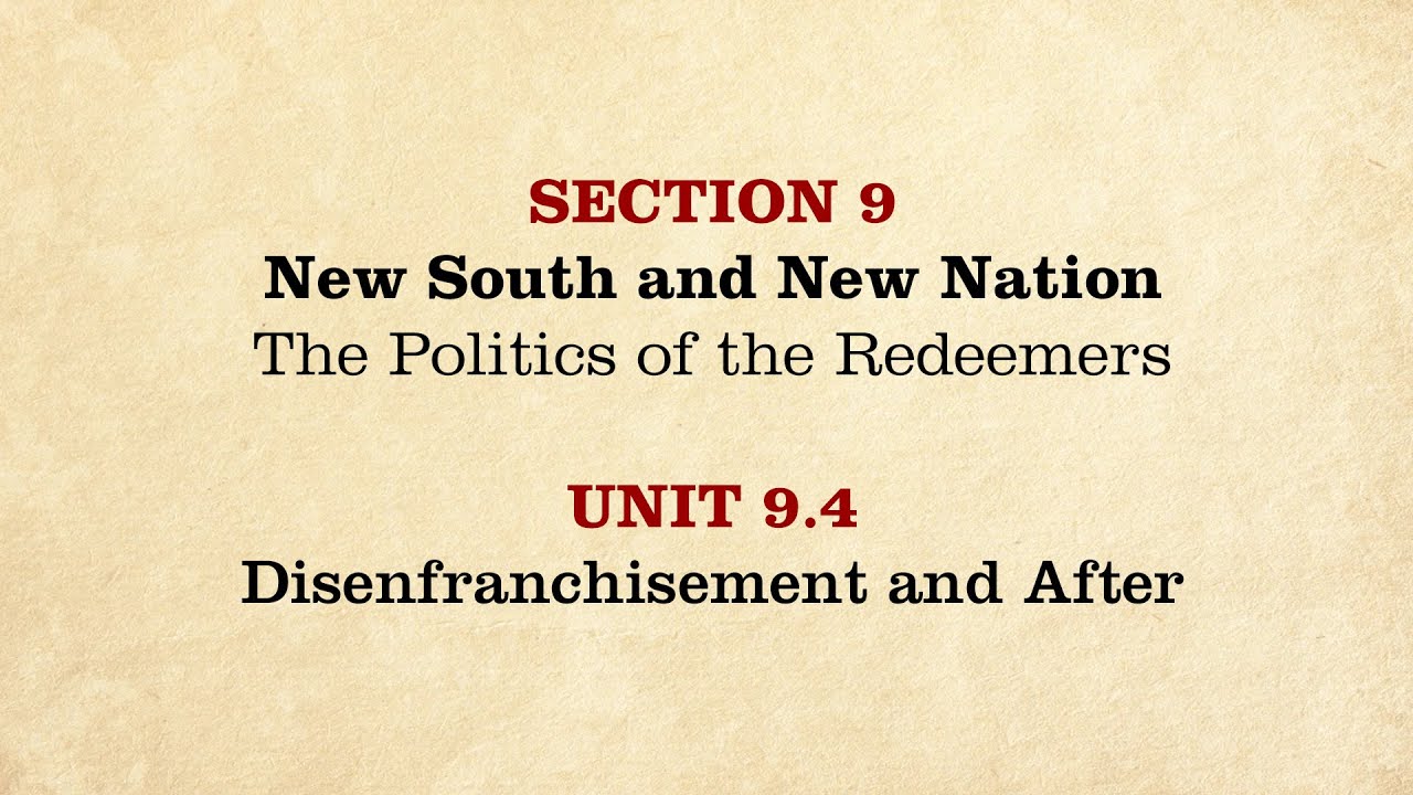 MOOC | Disenfranchisement and After | The Civil War and Reconstruction ...