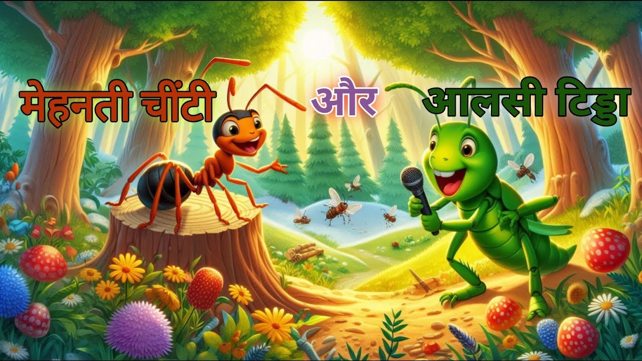 A hardworking ant and a lazy grasshopper#मेहनती चींटी और एक आलसी टिड्डा ...