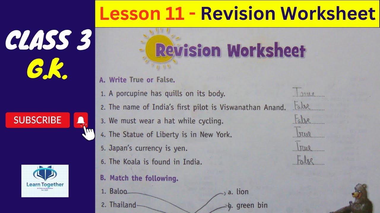GK || Class 3 || Revision Worksheet - YouTube